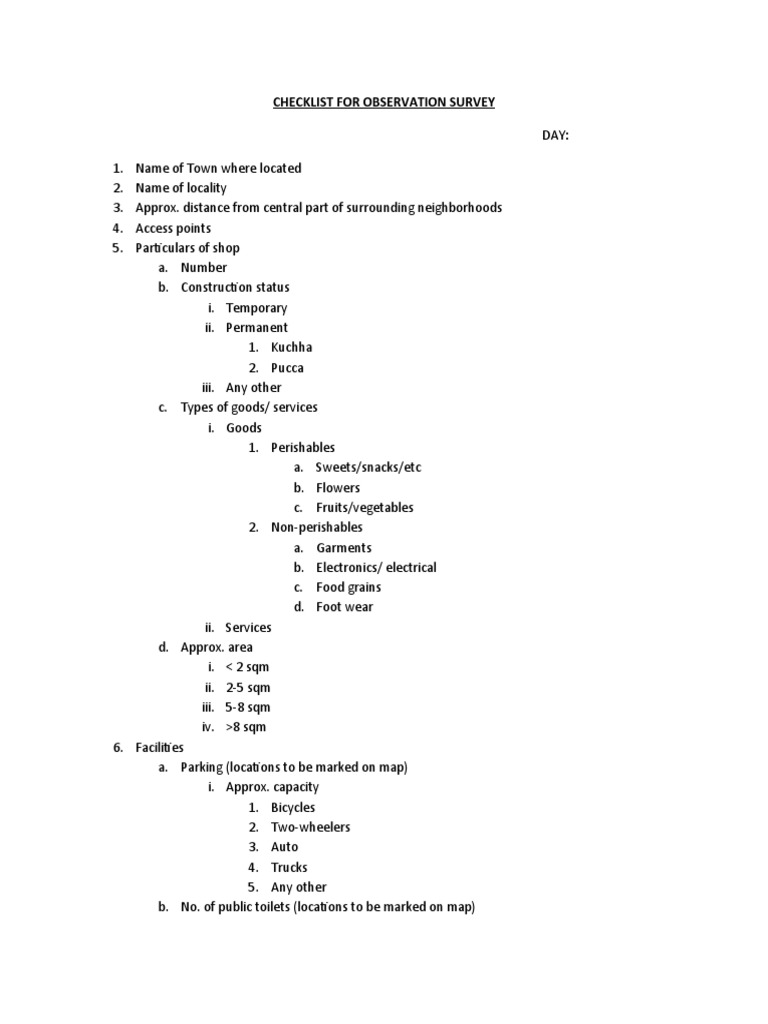Observation Survey | PDF | Home & Garden | Technology & Engineering