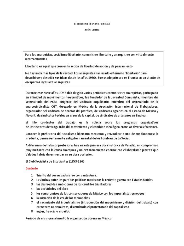 Historia del Socialismo Libertario en México | PDF | Anarquismo ...