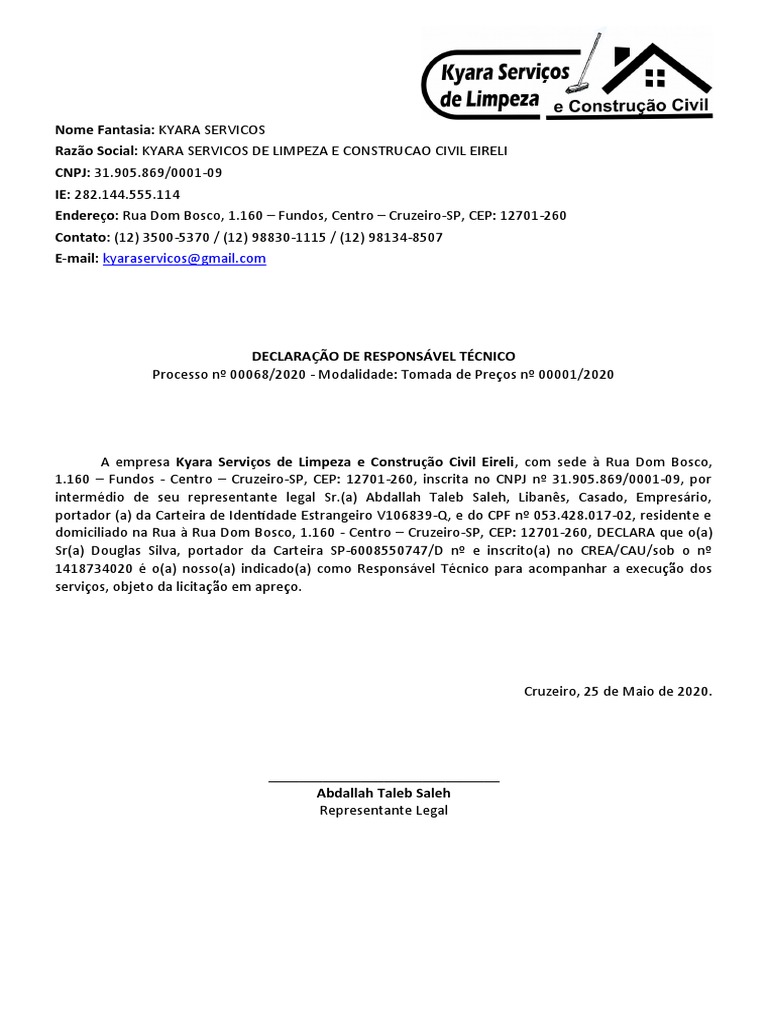 Anexo Ix - Modelo de Declaração de Responsável Técnico | PDF Anexo Ix - Modelo de Declaração de Responsável Técnico | PDF
