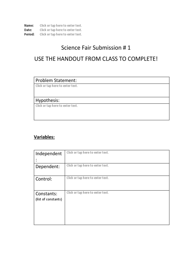 Science Fair Fillable Form 1 | PDF | Finance & Money Management ...