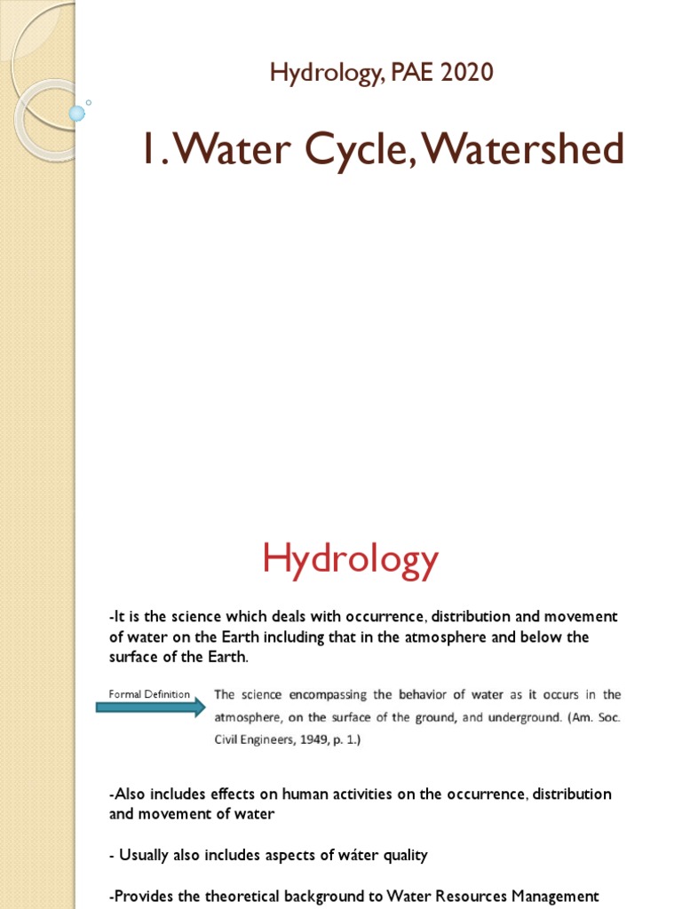 Unidad 1 Diapositivas - v1 | PDF | Drainage Basin | Water Cycle
