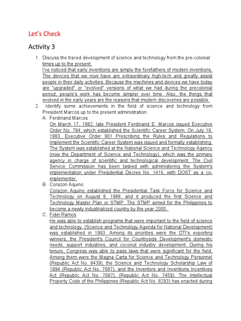 Let's Check Activity 3 | PDF | Science | Philippines