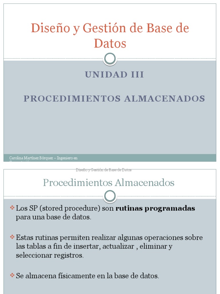 Procedimientos Almacenados en BD | PDF | Bases de datos | Informática