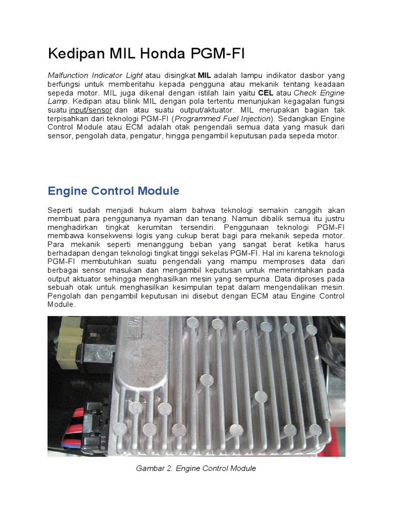 Kedipan MIL Honda PGM | PDF