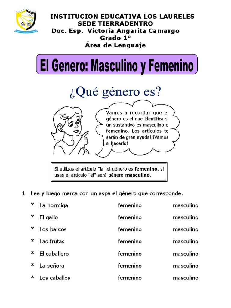 Masculino Y Femenino Para Niños