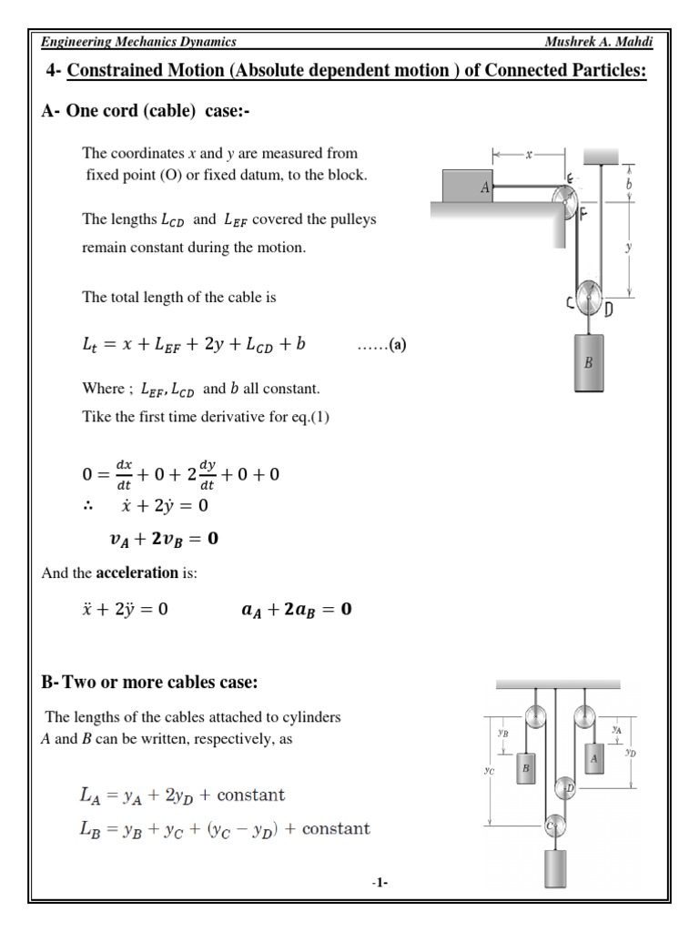 4-Constrained Motion (Absolute Dependent Motion) of Connected Particles ...