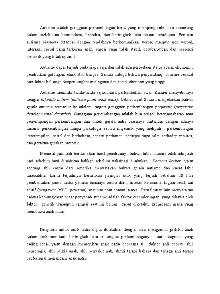 Pengertian Anak Autis | PDF