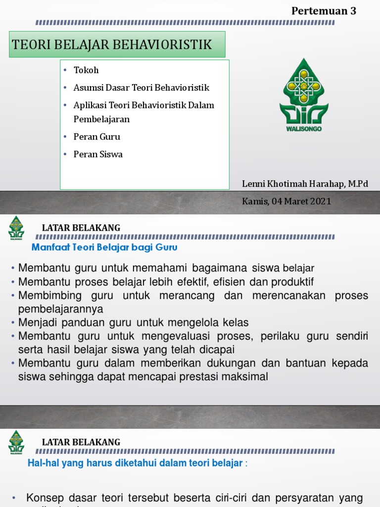 Teori Belajar Behavioristik | PDF