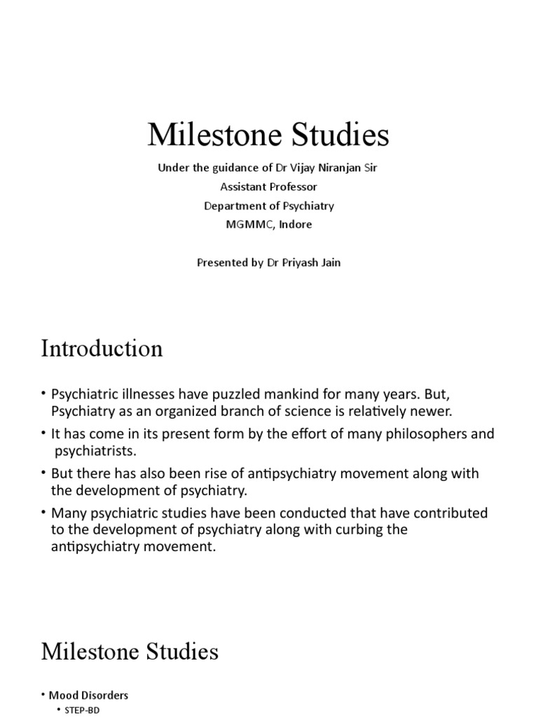 Milestone Studies | PDF | Antipsychotic | Major Depressive Disorder