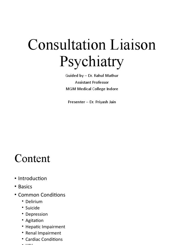 Consultation Liaison Psychiatry | PDF | Psychiatry | Antidepressant