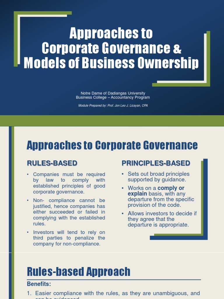 Approaches To Corporate Governance & Models of Business Ownership | PDF ...