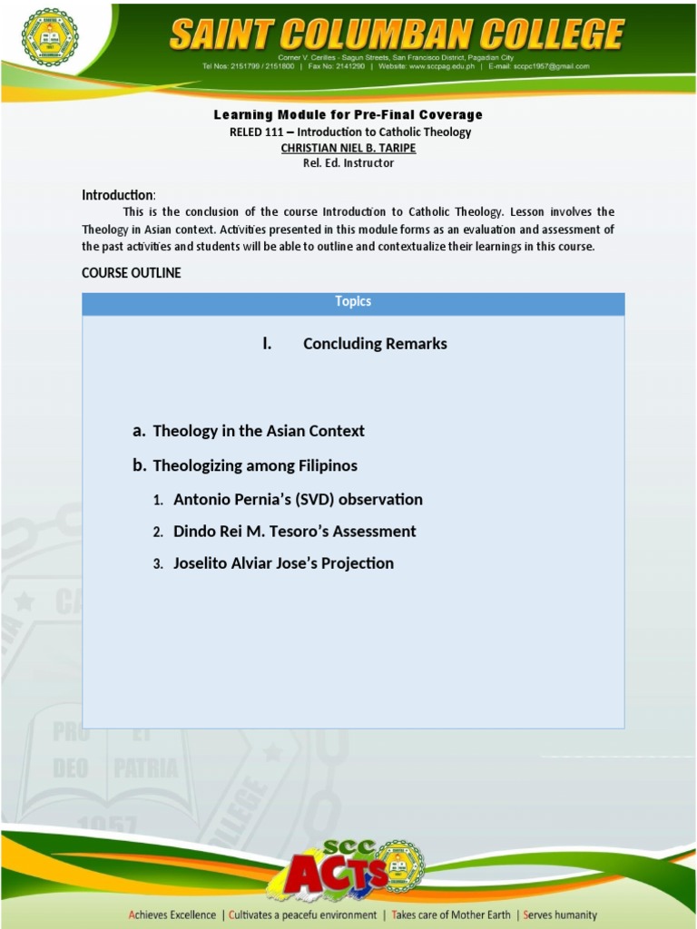 RELED 111 - Learning Module For Final Coverage | PDF | Theology ...