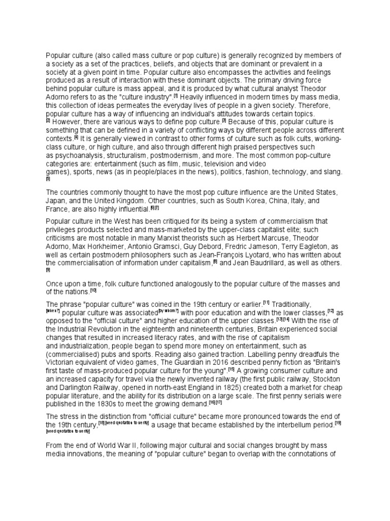 Popular Culture | PDF | Popular Culture | Cultural Education