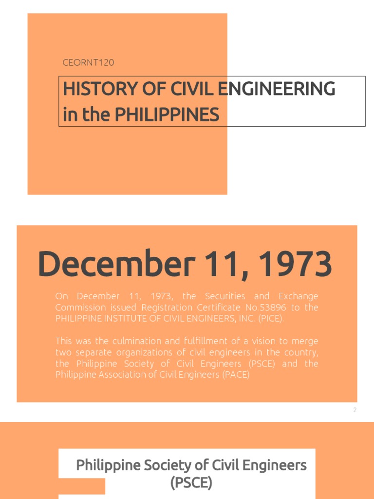History of Civil Engineering in The Philippines: CEORNT120 | PDF ...
