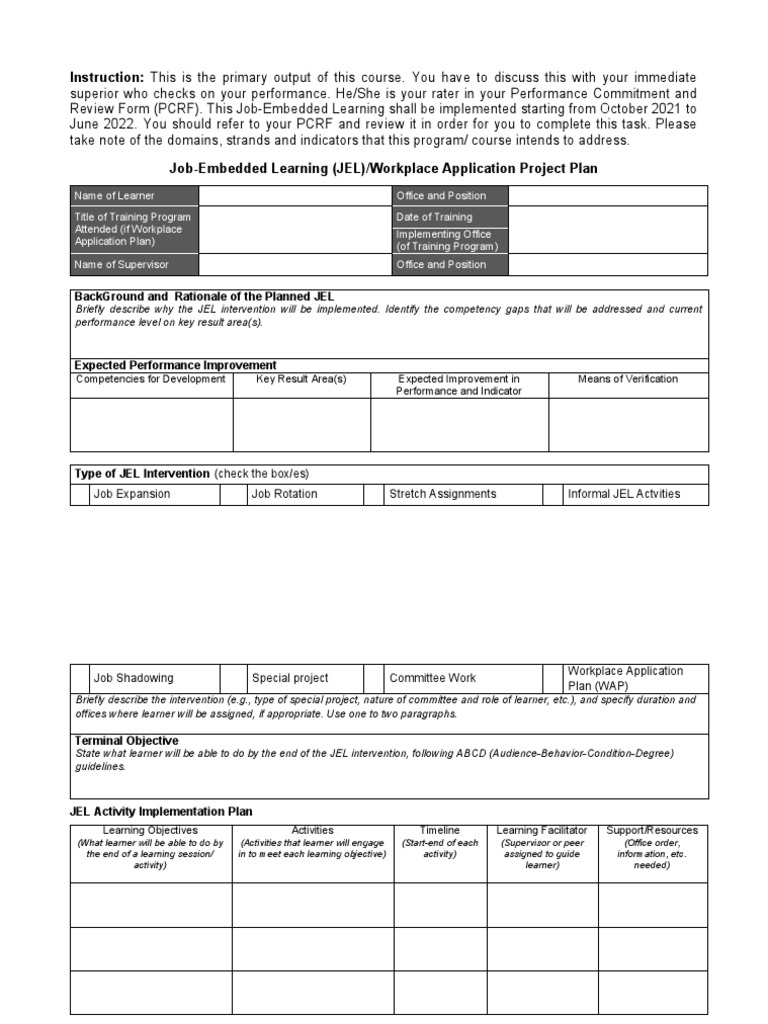 EVA RONABIO Job Embedded Learning Plan | Download Free PDF | Learning ...