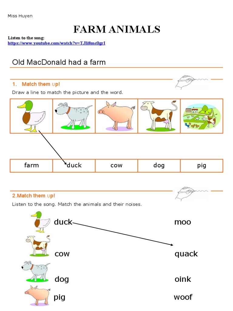 Songs Old Macdonald Had a Farm Worksheet Đã Chuyển Đổi | PDF
