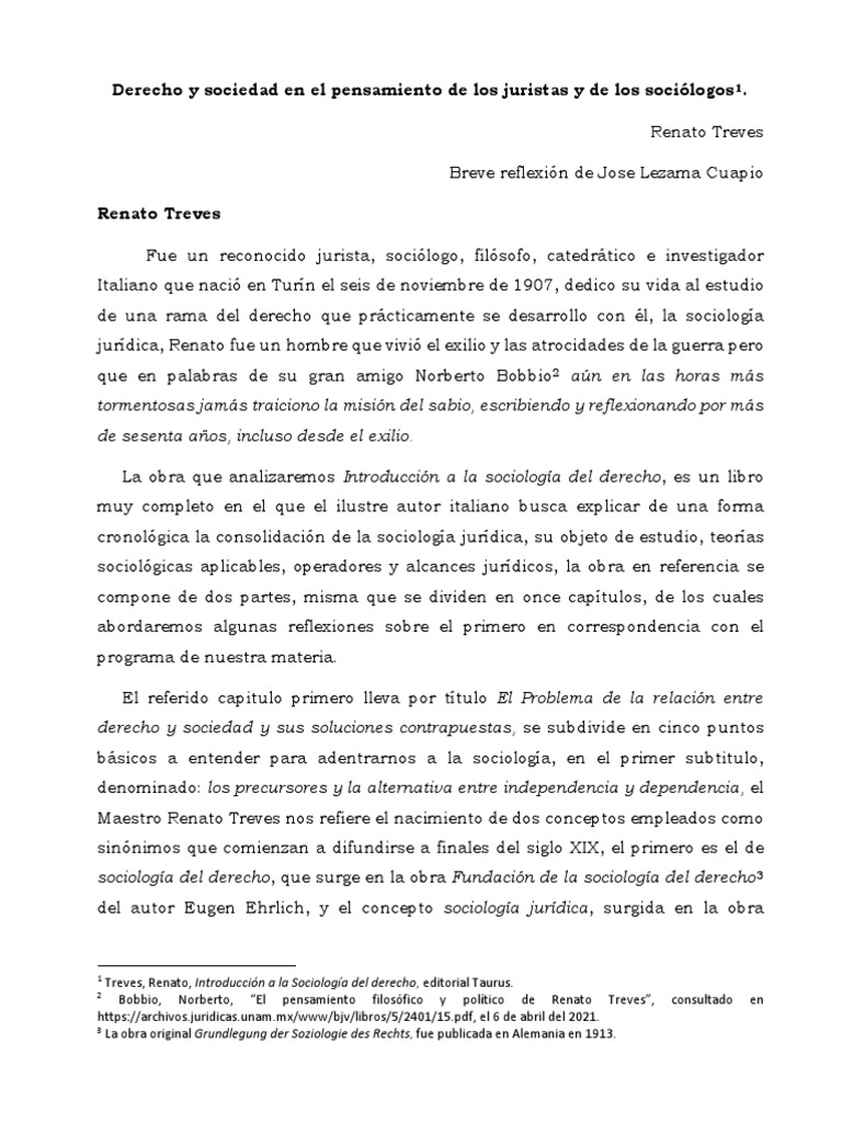 Renato Treves y el nacimiento de la sociología jurídica | PDF ...