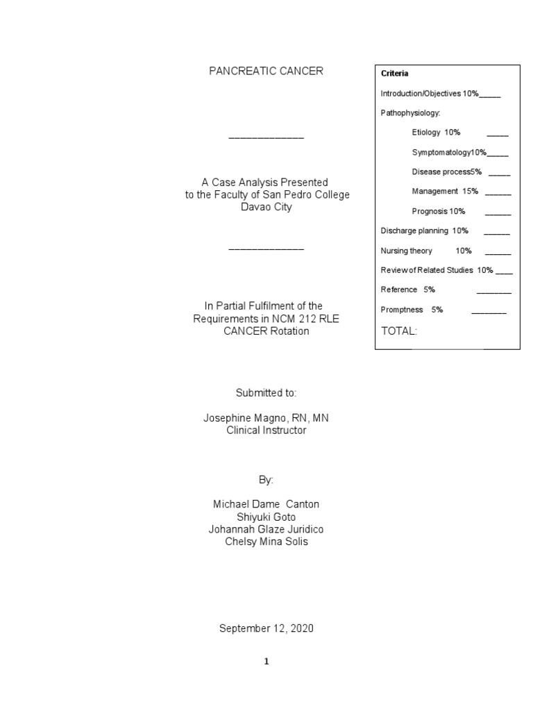 Pancreatic Cancer - Case Analysis | PDF | Pancreatic Cancer | Pancreas