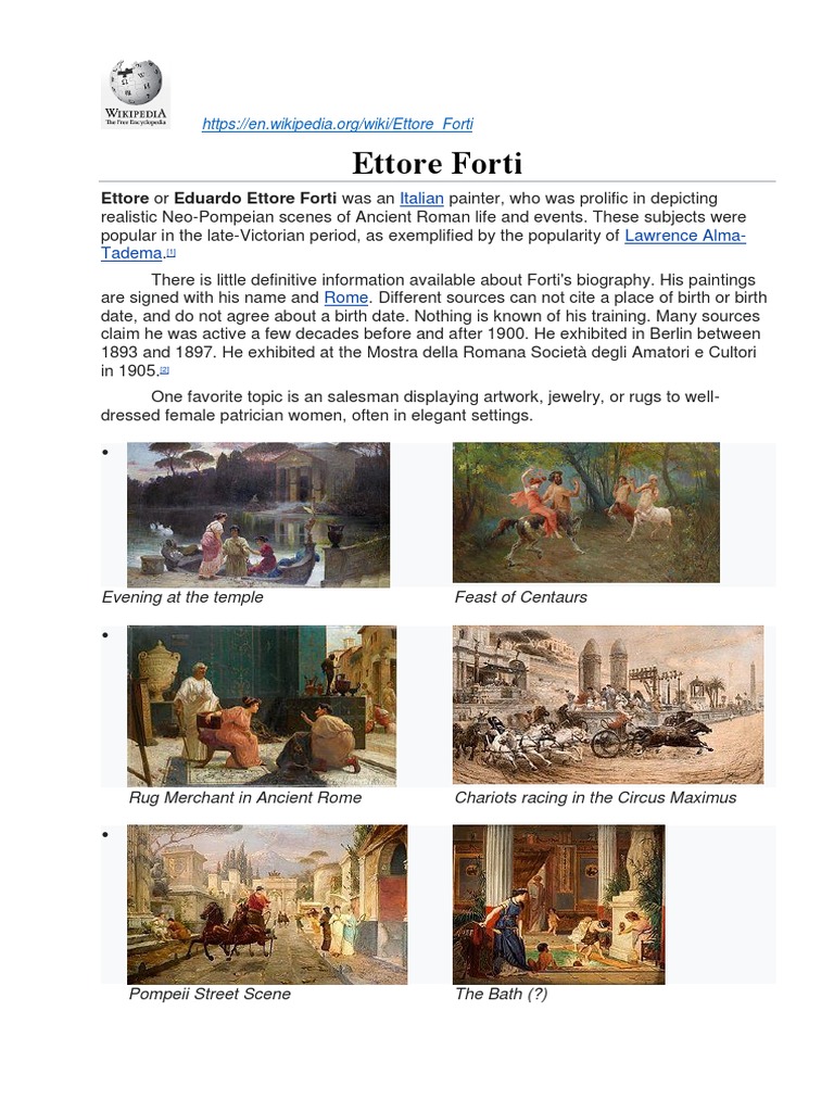 Ettore Forti: Italian Painter of Roman Life Scenes | PDF