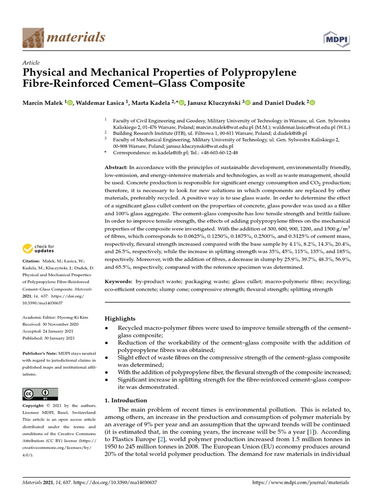 Polypropylene Cement | PDF | Concrete | Composite Material