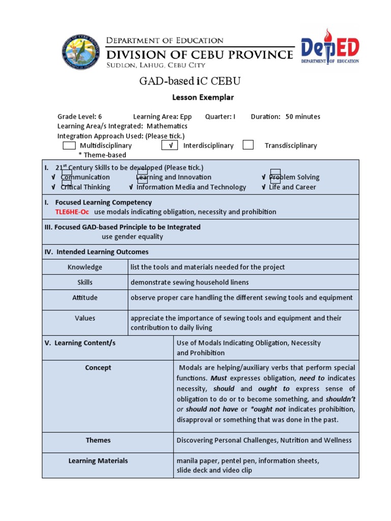 Tle Grade 6 Lesson Exemplar | PDF | Obesity | Diet & Nutrition
