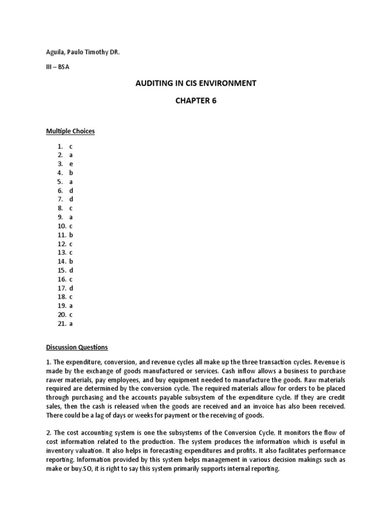 Cis Chapter 6 | PDF | Audit | Voucher