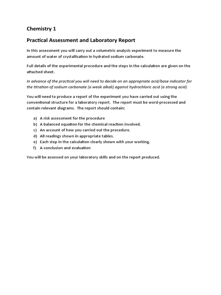 Chemistry 1 Practical and Lab Report-Sodium Carbonate | PDF | Chemistry ...