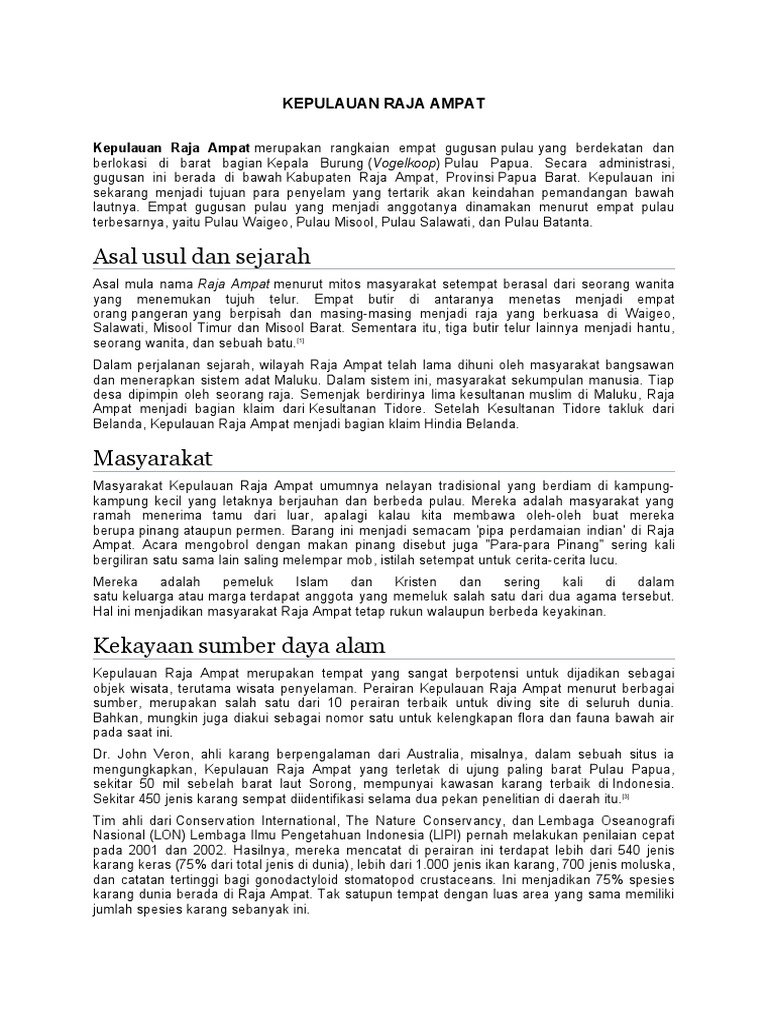 KEANEKARAGAMAN HAYATI DI KEPULAUAN RAJA AMPAT | PDF