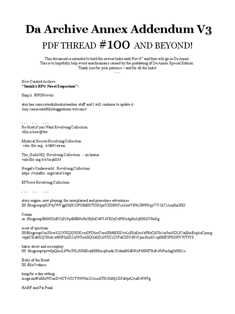 Da Archive Annex Addendum V3: PDF Thread and Beyond! | PDF | Role ...