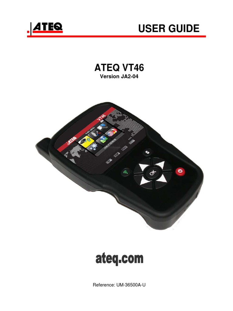 ATEQ VT46 TPMS Tool User Guide | PDF | Battery Charger | Lithium Ion ...