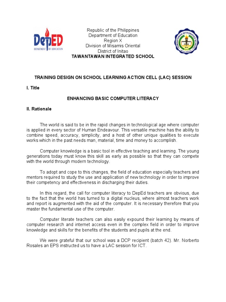 Lac Training Design | PDF | Educational Technology | Teachers