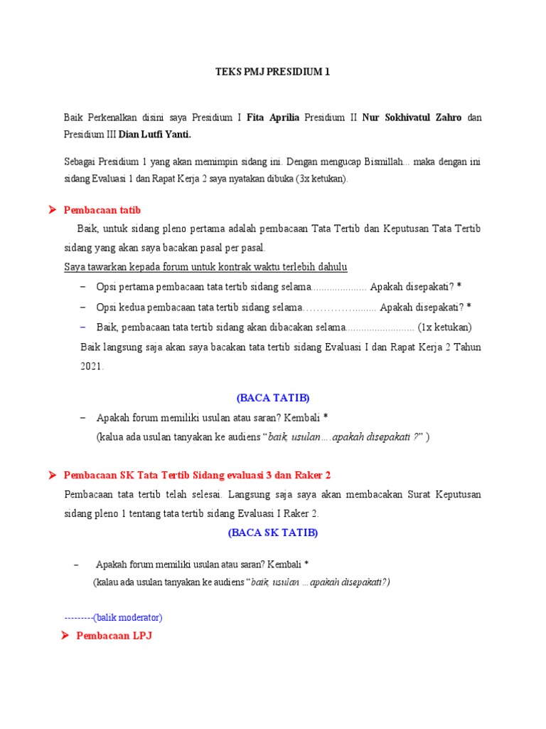 Teks Presidium 1 Eval 1 Raker 2 | PDF