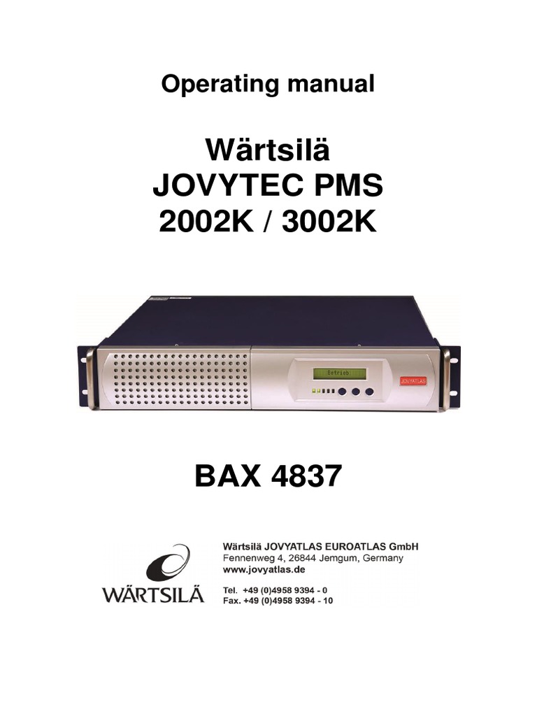 Wärtsilä Jovytec Pms 2002K / 3002K: Operating Manual | PDF | Power Inverter | Mains Electricity
