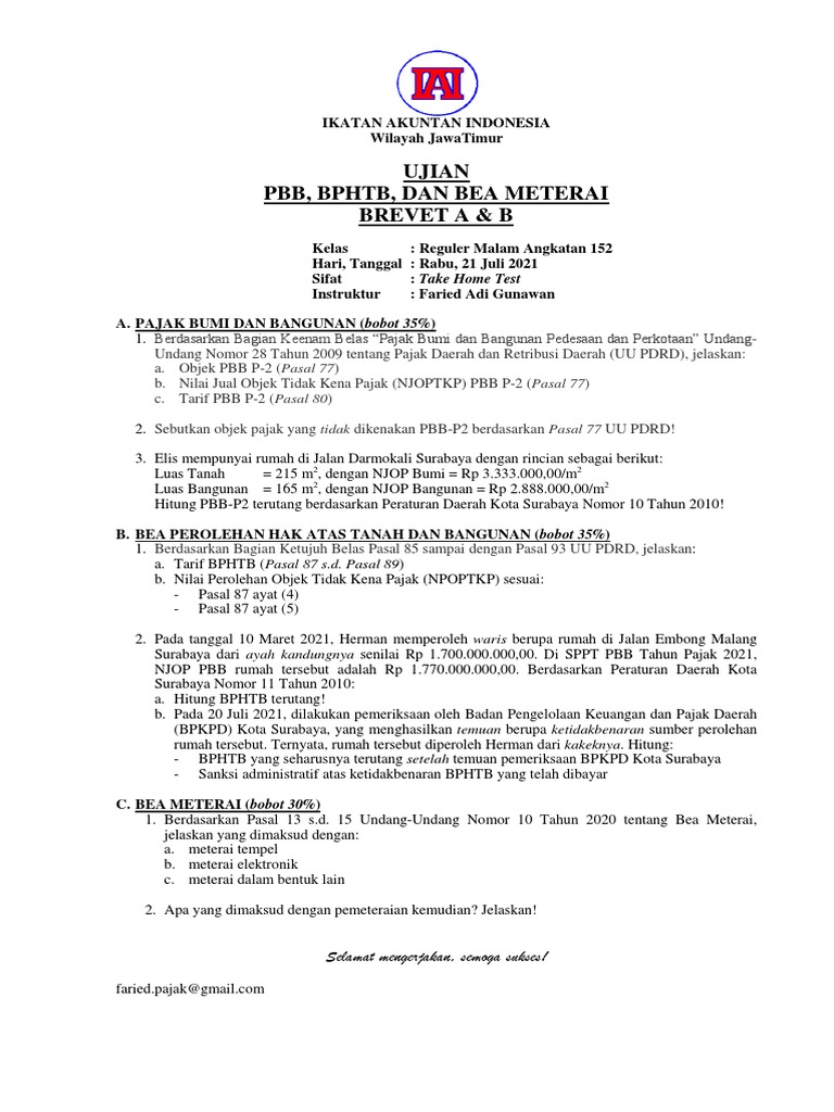 Ujian PBB BPHTB BM | PDF