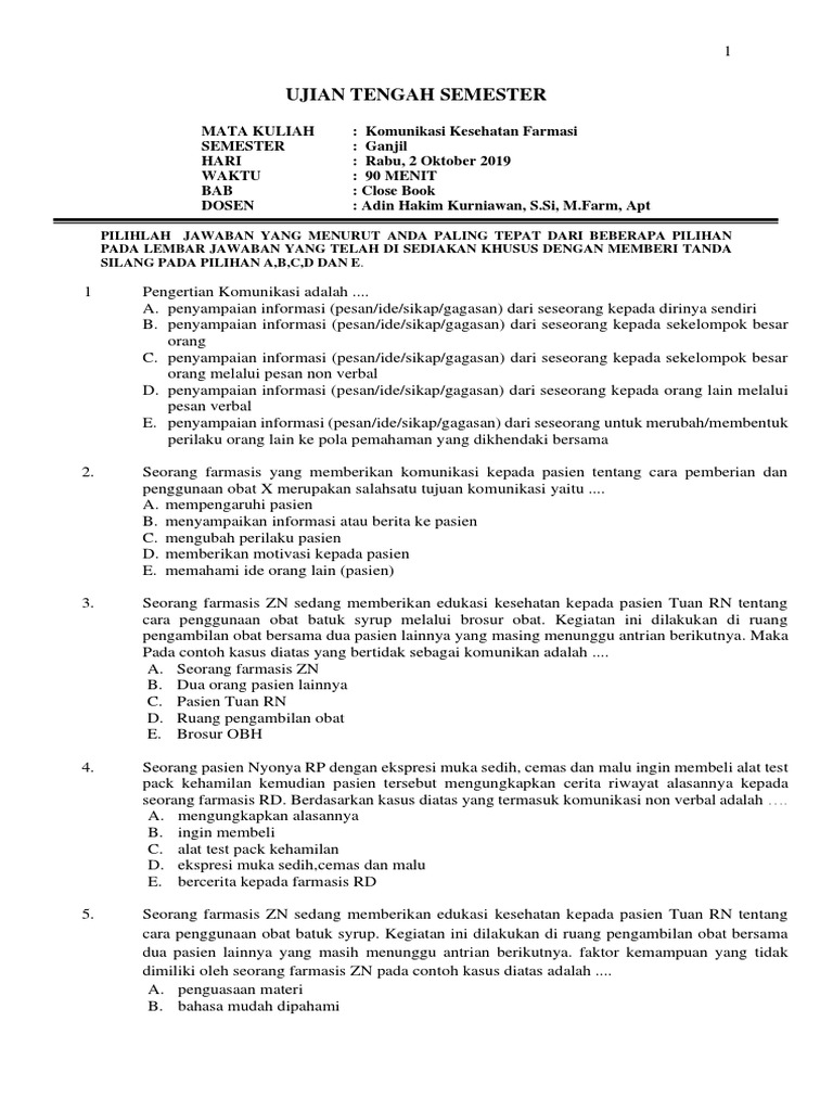 UTS KOMUNIKASI KESEHATAN DAN FARMASI - Doc OK Final | PDF