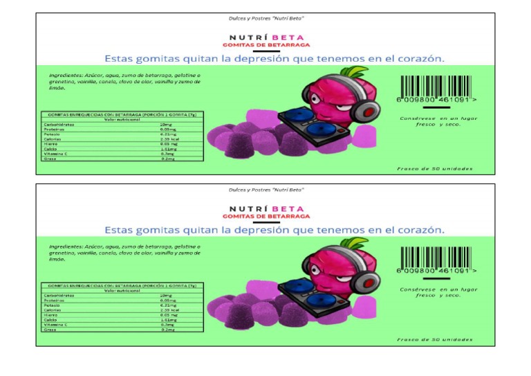 Etiqueta de Gomitas | PDF