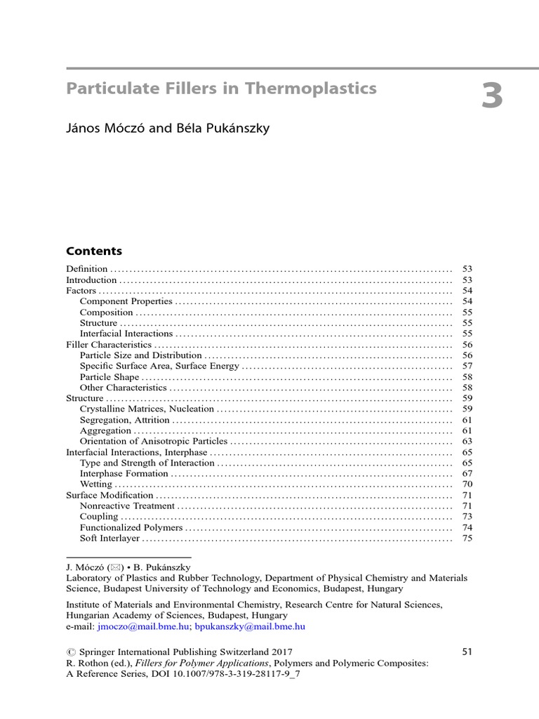 Particulate Fillers in Thermoplastics | PDF | Composite Material | Adhesion