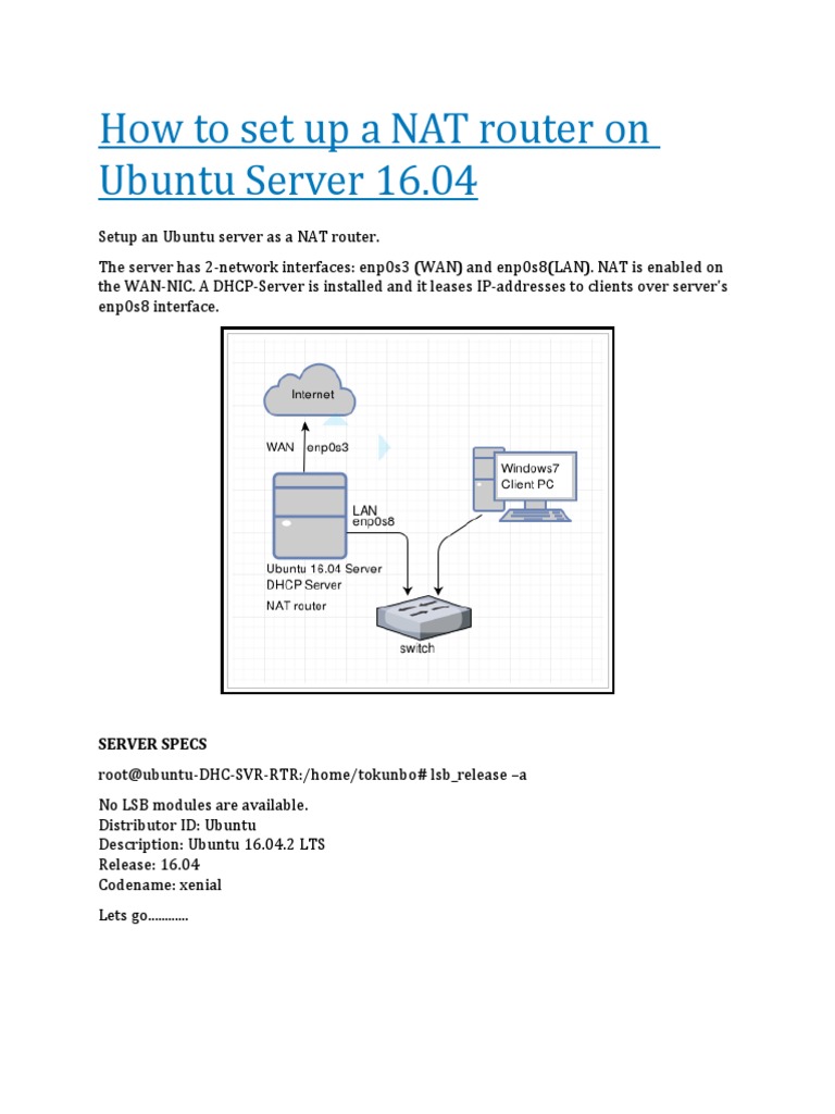 How To Set Up A NAT Router On Ubuntu Server 16 | PDF | Ip Address ...
