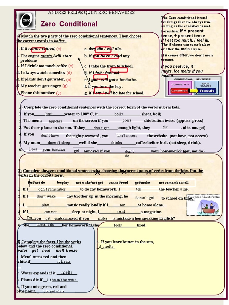 Zero Conditional-Exercises | PDF | Sentence (Linguistics) | Water