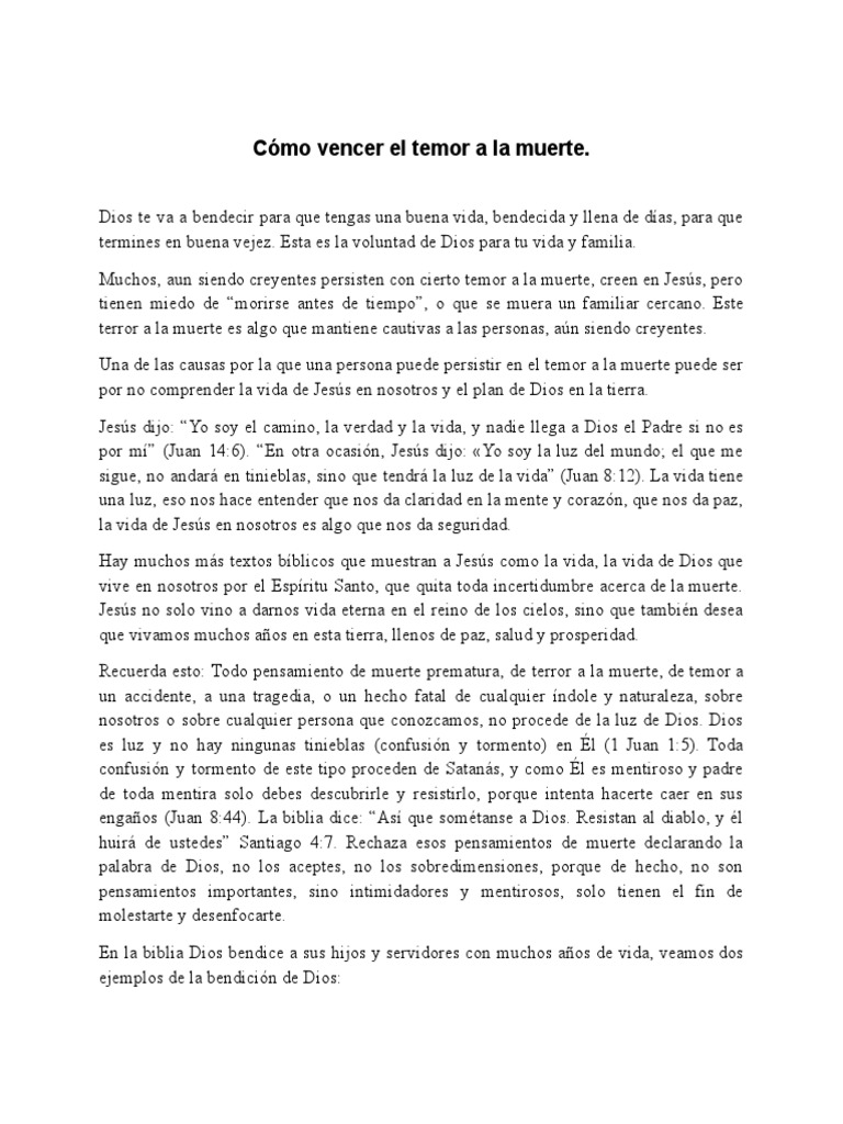 Cómo vencer el temor a la muerte. | PDF | Muerte | Jesús