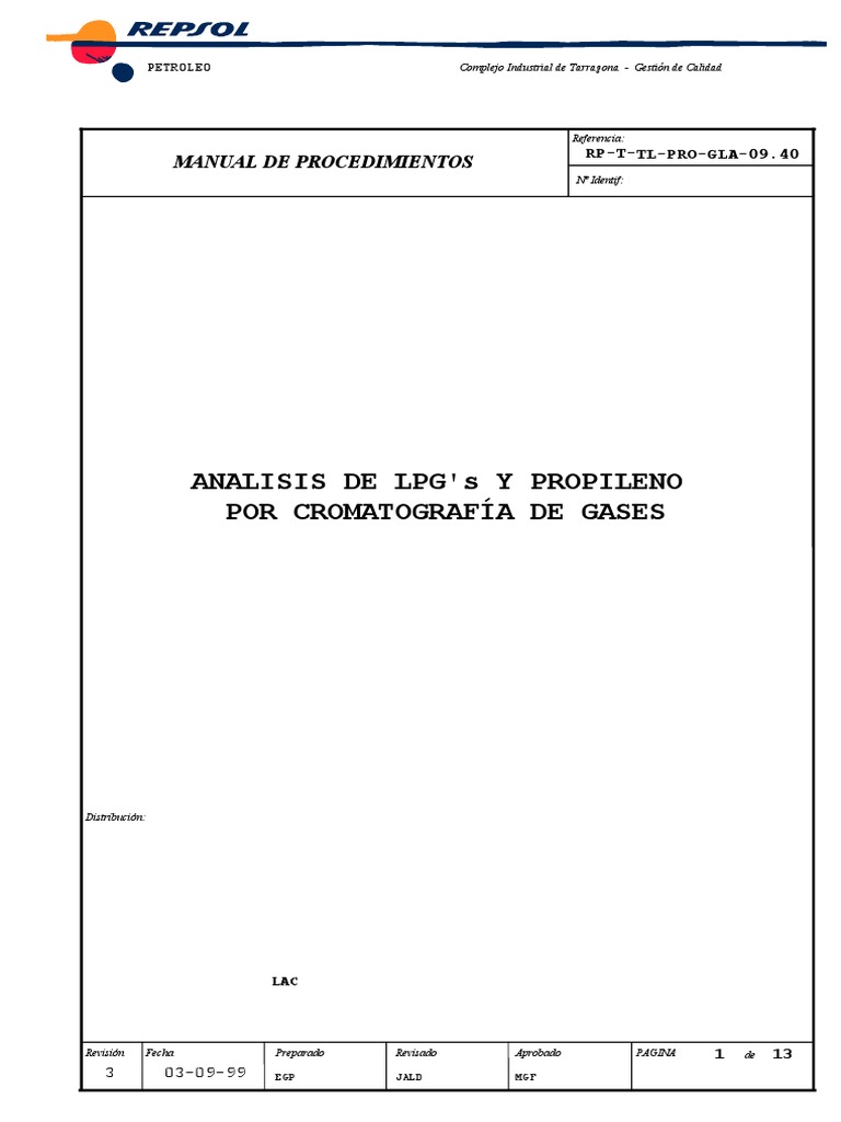 Análisis de LPG y Propileno por ASTM D2163 | PDF | Cromatografía de ...