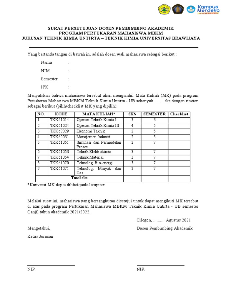 Surat Persetujuan Dosen Pembimbing Akademik | PDF Surat Persetujuan Dosen Pembimbing Akademik | PDF