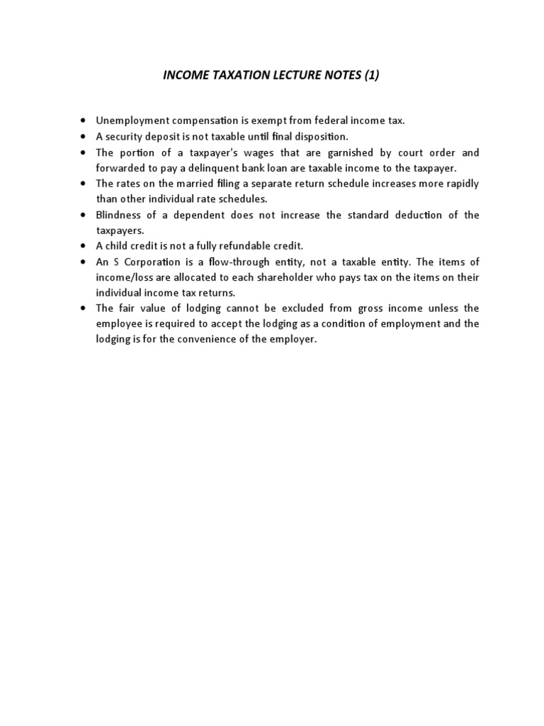 Income Taxation Lecture Notes 1 | PDF