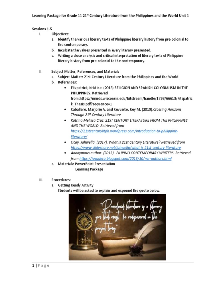 UNIT 1 LP Grade 11 21st Century Literature | PDF | Poetry | Philippines