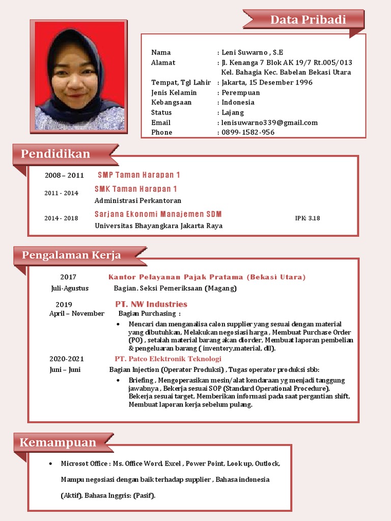 CV Leni Suwarno | PDF