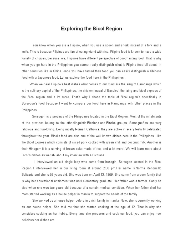 Exploring The Bicol Region | PDF | Foods | Food And Drink Preparation