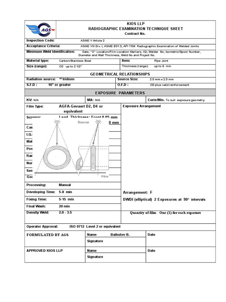 Technique Sheet RT Dwdi Ellipse | PDF | Construction | Welding