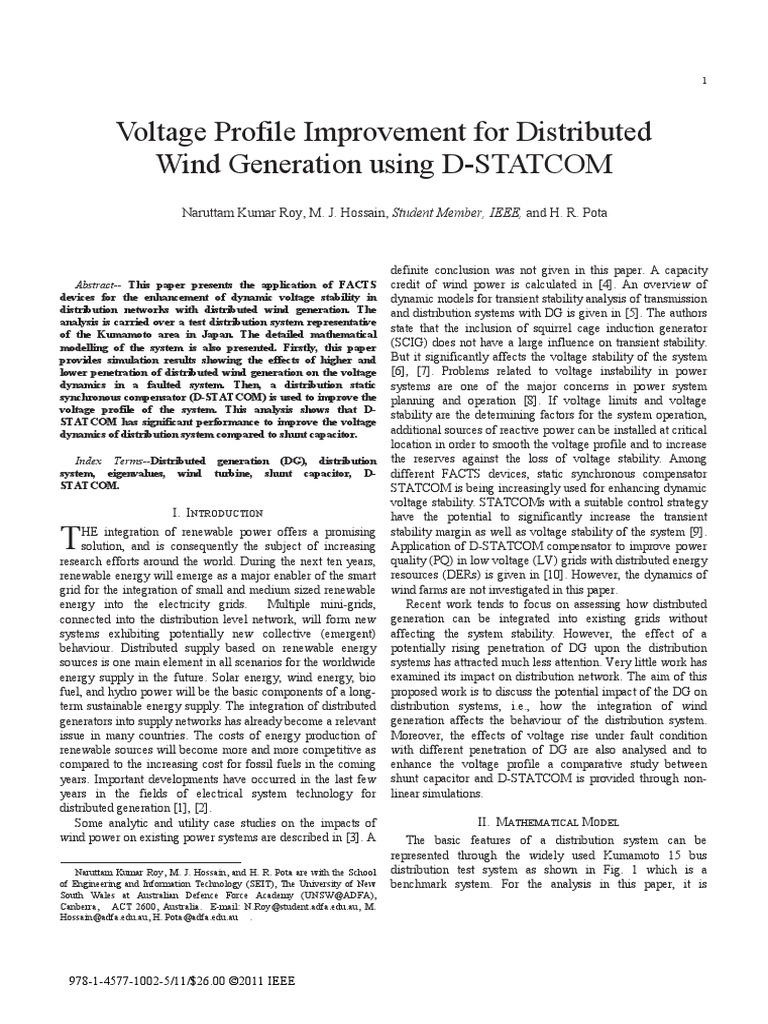 Voltage Profile Improvement For Distributed Wind Generation Using D-STATCOM | Descargar gratis ...