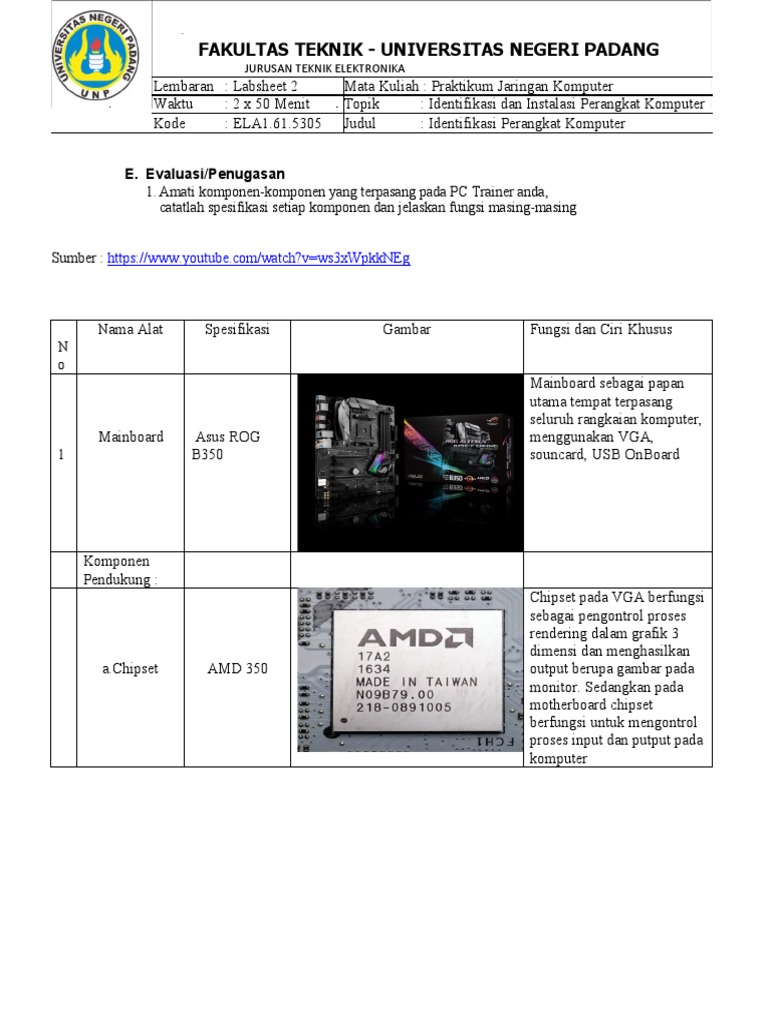 Labsheet 2 Identifikasi Hardware Komputer | PDF