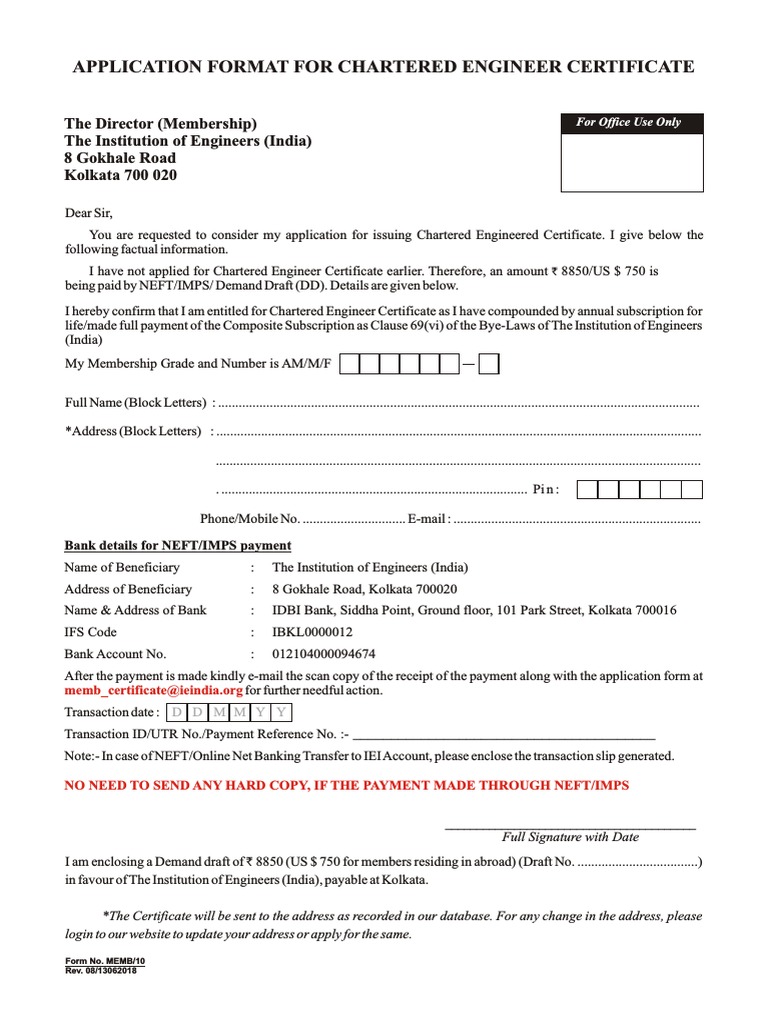 46606-1-Application Format Chartered Engineer Certificate | PDF ...